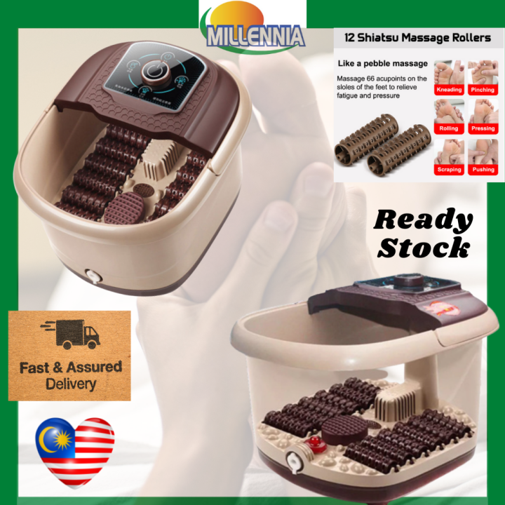 Portable Handheld 12 Roller Deep Foot Spa Bubble Jet Massage Electric ...