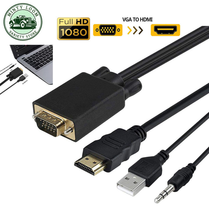 VGA to HDMI Converter Adapter Cable Cord with Audio for Connecting Old ...