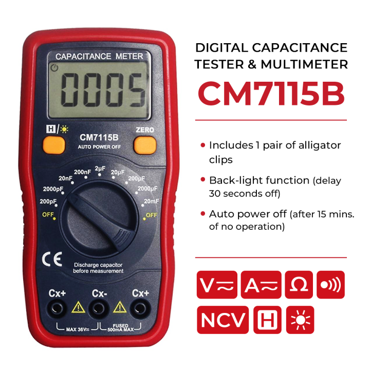 Digital Capacitance Tester CM7115B Practical Capacitor Meter Multimeter ...