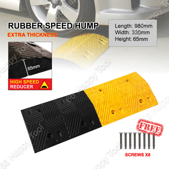 (1PC) 98CM Rubber Speed Hump Flexible Safety Road Bump 65mm Extra Thick ...