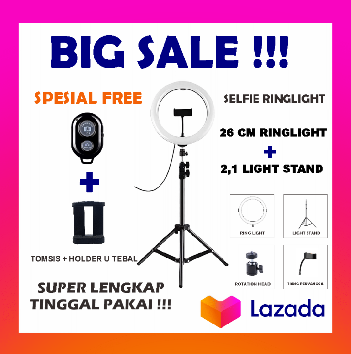 [FREE GIFT] Ring Light Led 26CM & 33CM With Tripod Stand Height 2.1 ...