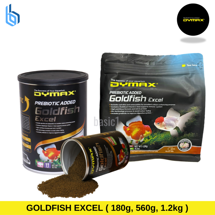 Dymax Goldfish Excel Premium Sinking Aquarium Fish Food 180g or 560G or ...