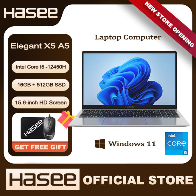 Hasee Laptop Elegant X5 A5 Intel Core i5-12450H 15.6-inch FHD Screen Notebook PC 5.0GHz 14 Core ...