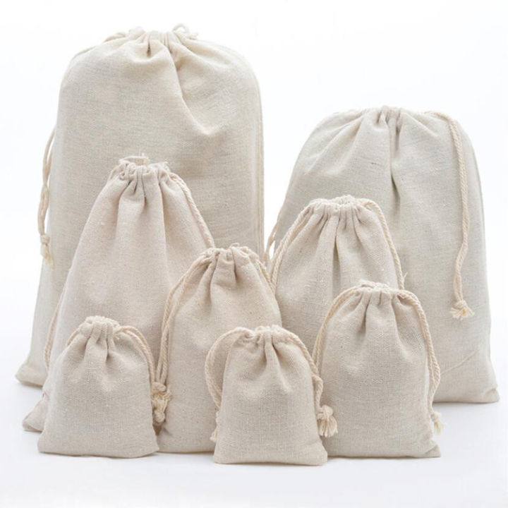 Reusable Cotton Drawstring Bags Fabric Storage Bag for Sundries Fruit ...