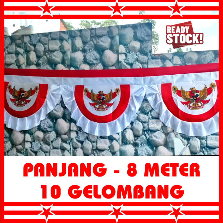 BENDERA UMBUL UMBUL BEKRON MODEL JADUL 10 GELOMBANG / bendera / merdeka ...