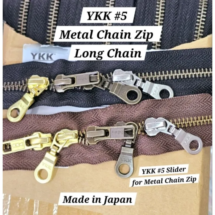 YKK Japan #5 Metal Zip Long Chain YKK #5 Slider for Metal Chain Zip ...
