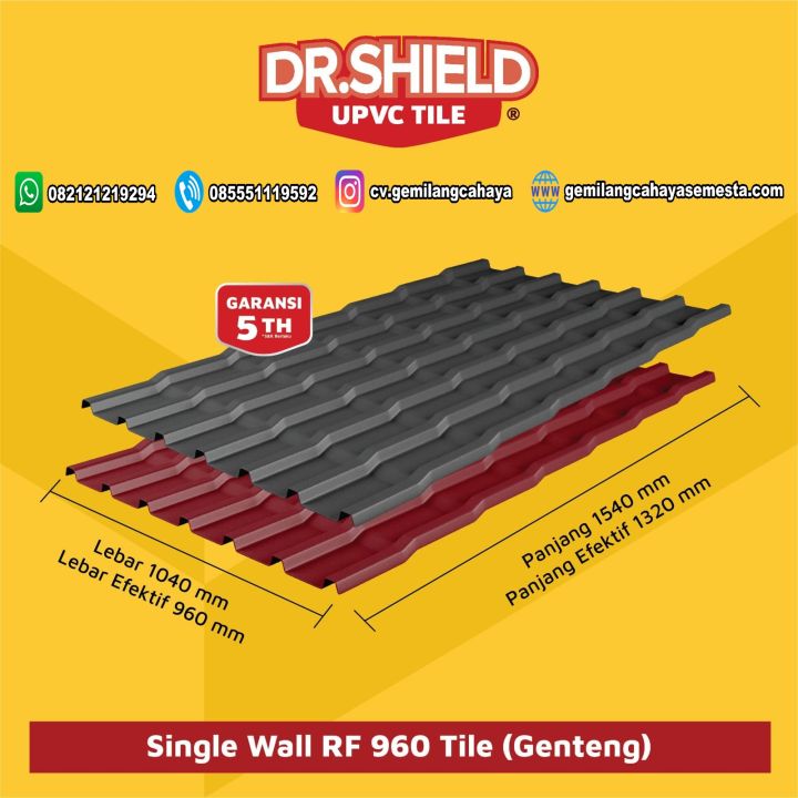 Atap UPVC RF-960 TILE / UPVC ROOF / GENTENG UPVC | Lazada Indonesia
