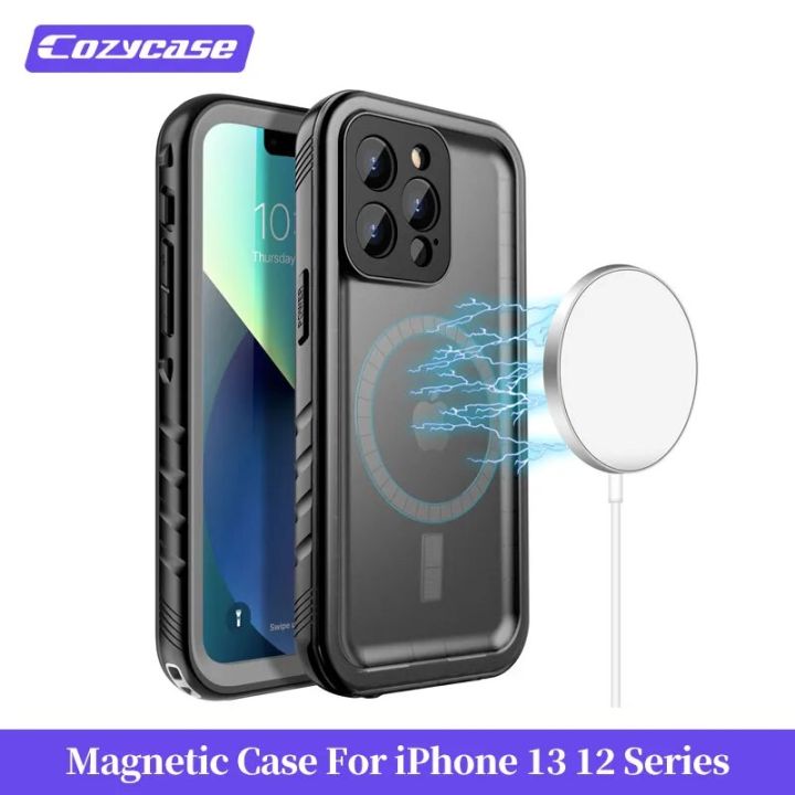 Cozycase เคสกรอบโทรศัพท์มือถือแม่เหล็กสำหรับ13 Pro/pro Max Magsafe ที่ชาร์จกันน้ำได้ฝาครอบ ...