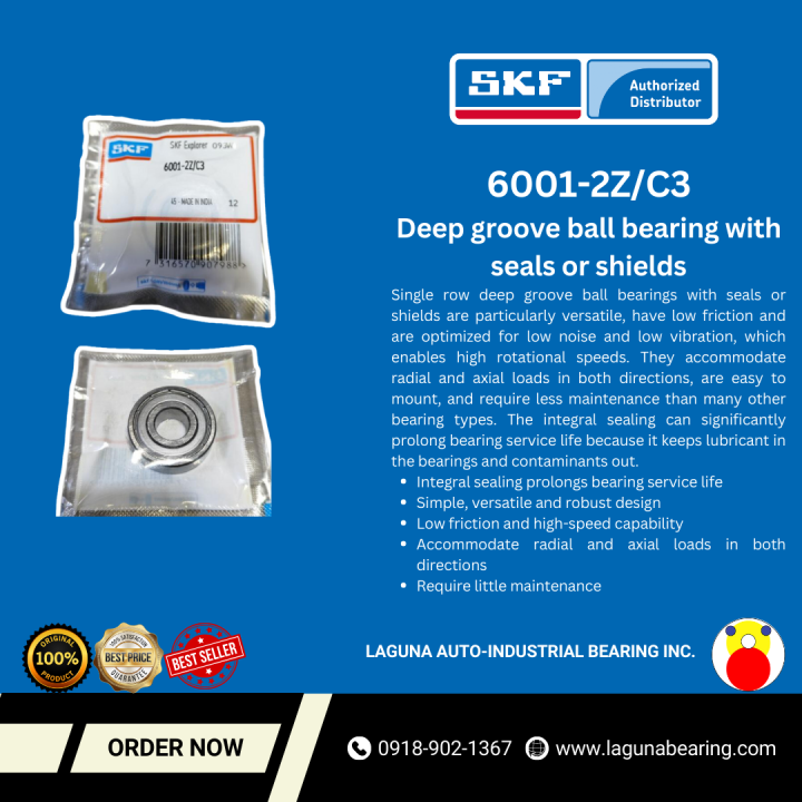 SKF 6001-2Z/C3 Deep groove ball bearing with seals or shields | Lazada PH
