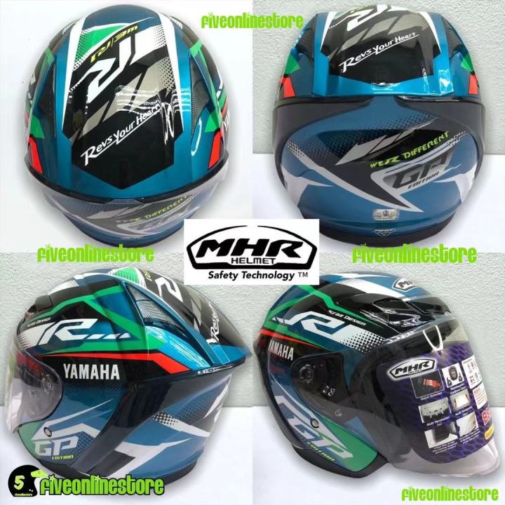 MHR BEATZ OF622 Moto GP R1 Cyan Green Yamaha Edition Racing Helmet Open ...