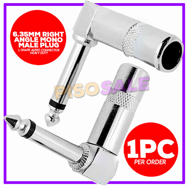 1/4" 6.35mm L-shape Jack Right Angle Male Mono Plug Connector For Audio ...