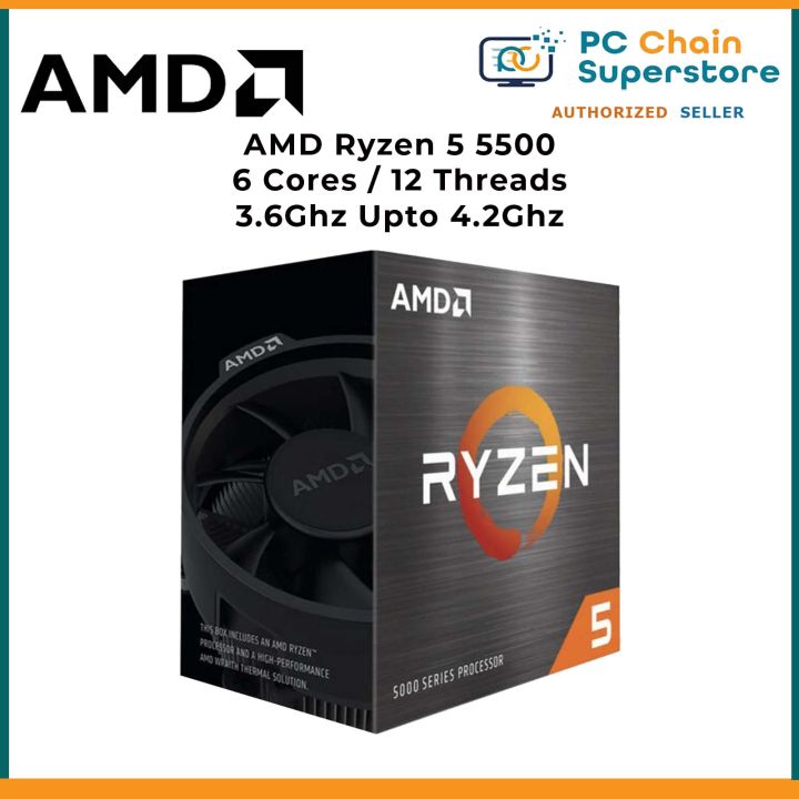 AMD Ryzen 5 5500 6 Cores Upto 4.2Ghz Unlocked AM4 Desktop CPU Processor (Boxed) | Lazada PH