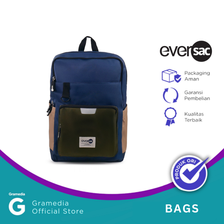 Eversac Backpack Junio Omega Navy Army Khaki | Lazada Indonesia