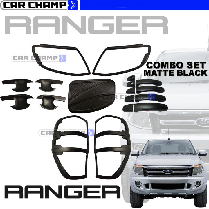 Ford Ranger T6 2012 to 2015 Combo Set Garnish Cover Matte Black 2013 ...