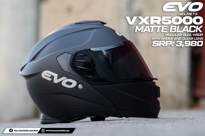 EVO VXR 5000 MATTE BLACK (SMOKE LENS) MODULAR DUAL VISOR WITH SMOKE AND ...