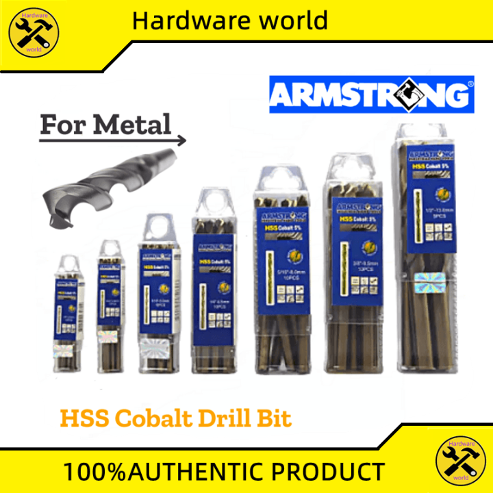 Armstrong HSS Cobalt Drill Bit Set Original For Metal Heavy Duty 1/8 ...