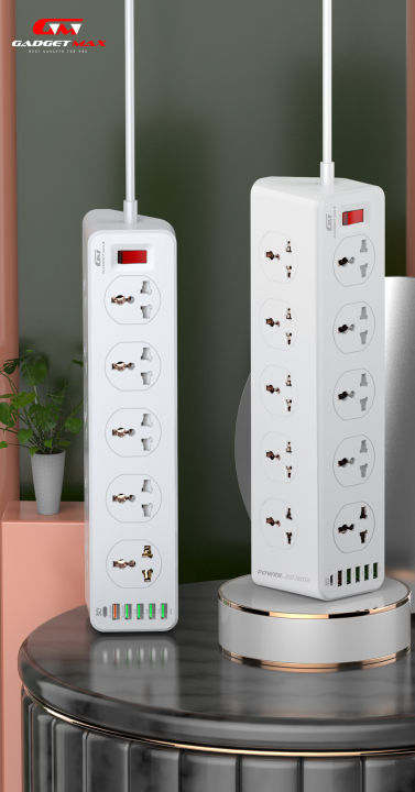 GADGET MAX GM-S10 SC10610 มีหลายหลุมและให้ประสิทธิภาพสูง 2500W (5 USB/1Type-C) Power Socket PD ...