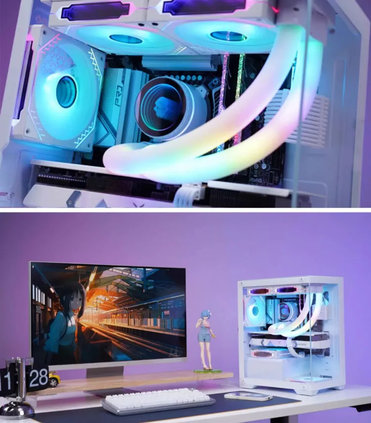 Pc Case Gaming Computer Case with Fan White Glass Inplay Seaview Palace ...