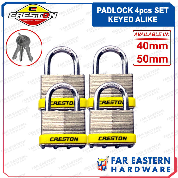 CRESTON Padlock 4pcs Set Keyed Alike 40mm | 50mm CRDH | Lazada PH