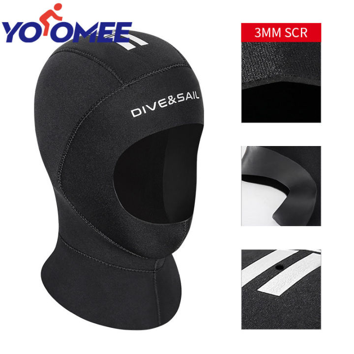 Yoomee หมวกฮู้ดดำน้ำลึกยางนีโอพรีนยืดหยุ่นได้,หมวกว่ายน้ำกันหนาวแบบกัน ...