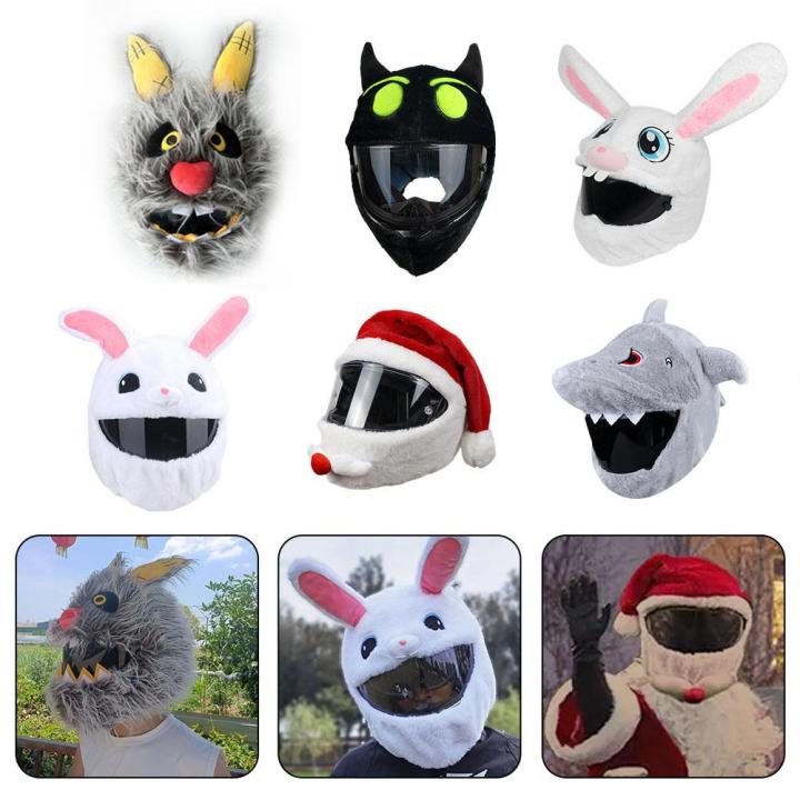 Motosikal Helmet kartun Plush perlindungan penutup arnab Demon Santa ...