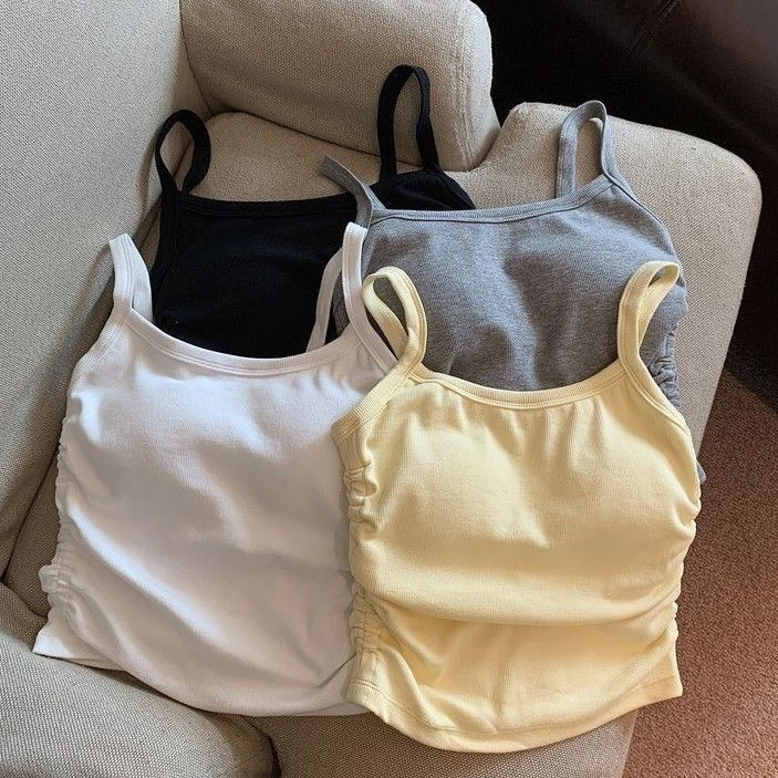 Spaghetti Sando Women Strap Cotton Padded Outdoor Wear Tanks Tops Sexy ...