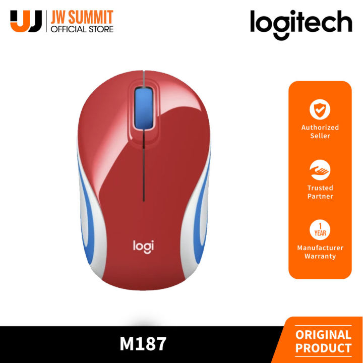 Logitech M187 Wireless Ultra Portable Mini Mouse (Red) | Lazada PH