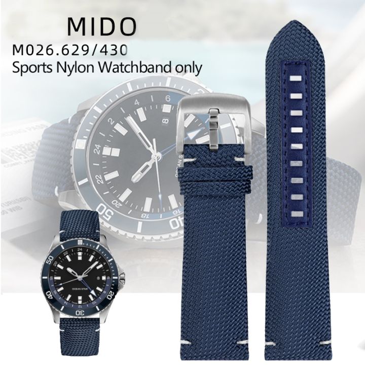 {Aishang watch industry}สายนาฬิกาหนังไนลอน22มม. สำหรับนักเดินเรือ Mido ...
