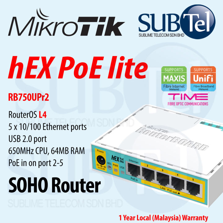 Mikrotik RB750UPr2 SOHO Router 5 port hEX PoE lite RB750UP Passive 24V ...