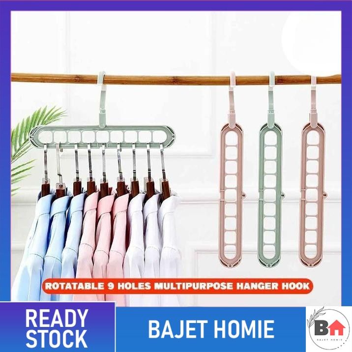 Rotatable 9 Holes Multipurpose Hanger Hook For Tie Scarf Coat Belt Save ...