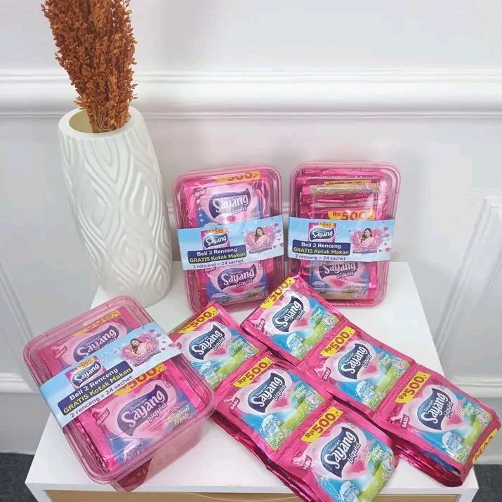 Sabun Detergen Sayang Liquid Cair 24 Sachet 20ml Free Kotak Makan ...