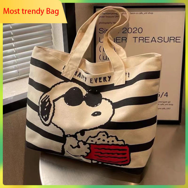 Original Snoopy Bag Japanese Fashion High Capacity Canvas Bag For Women ...