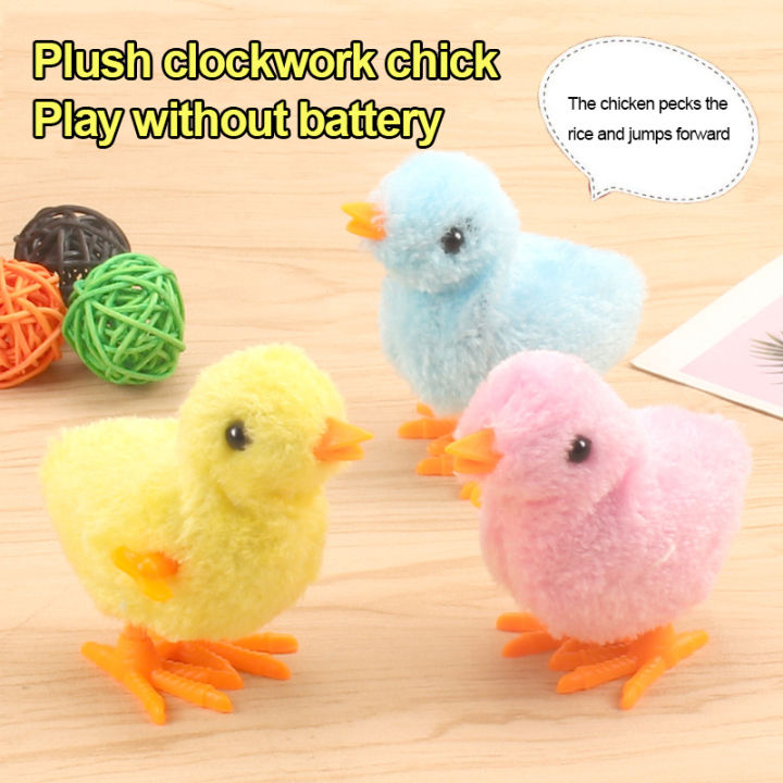 Cute Plush Wind Up Chick Toy Kids Educational Hopping Jumping Moving ...