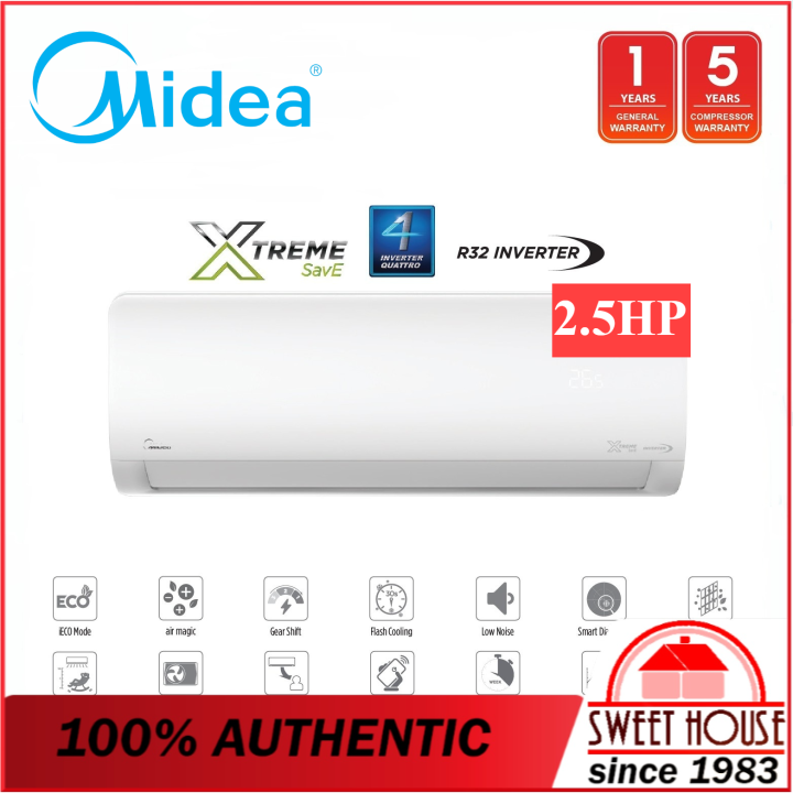 MIDEA MSXS-25CRDN8 2.5HP R32 INVERTER WALL MOUNTED AIR CONDITIONER | Lazada