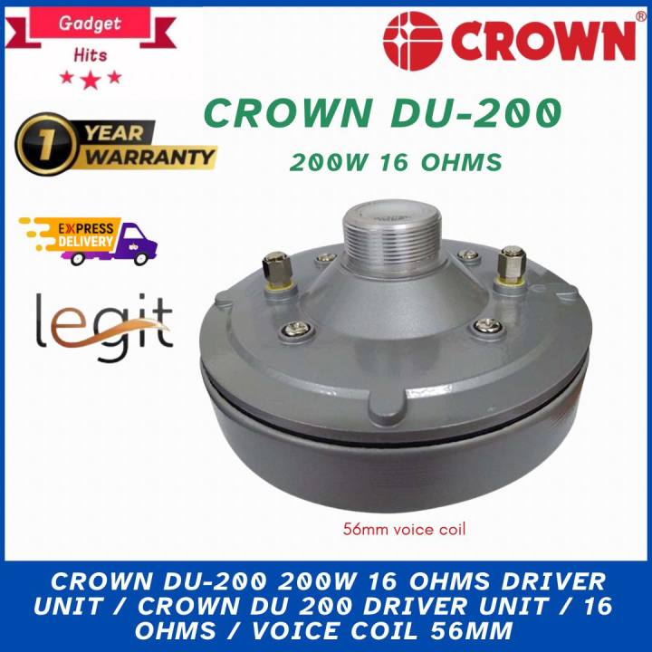 Crown DU-200 200W 16 Ohms Driver Unit / Crown DU 200 Driver unit / 16 ...