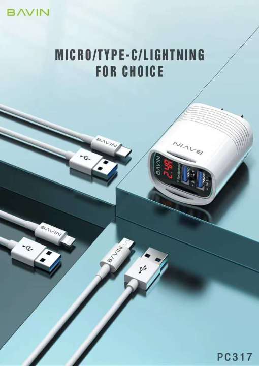 Special new arrival Bavin pc317 2.4a with digital display dual USB port fast charging Intuitive ...