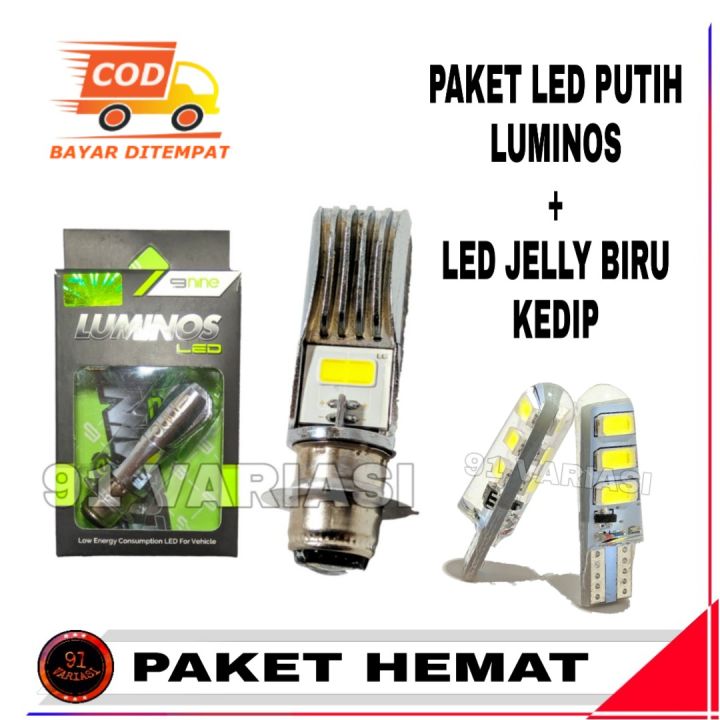 [ PAKET ] Lampu Depan Led Motor 2 SISI Beat MIo H6 LUMINOS PUTIH + LED ...