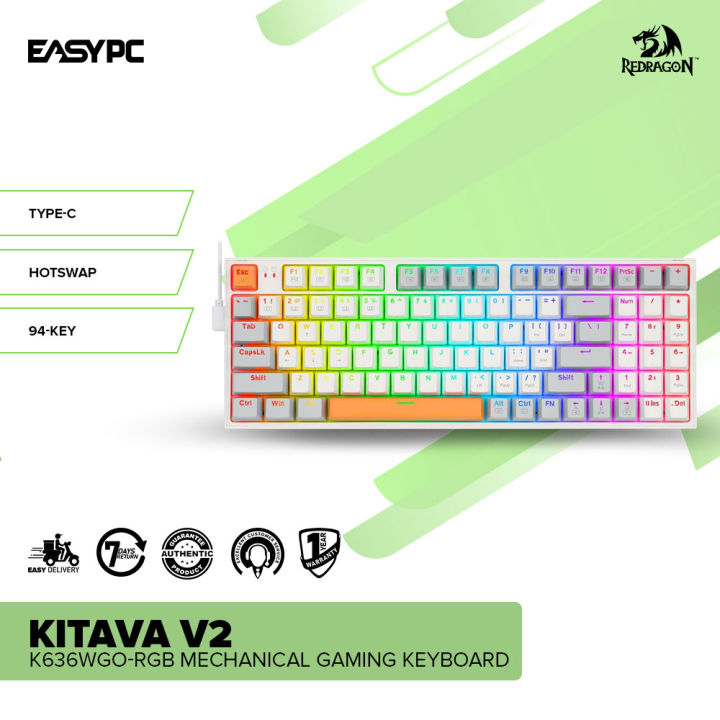 EasyPC | Redragon K636WGO-RGB KITAVA V2 Mechanical Gaming Keyboard For ...