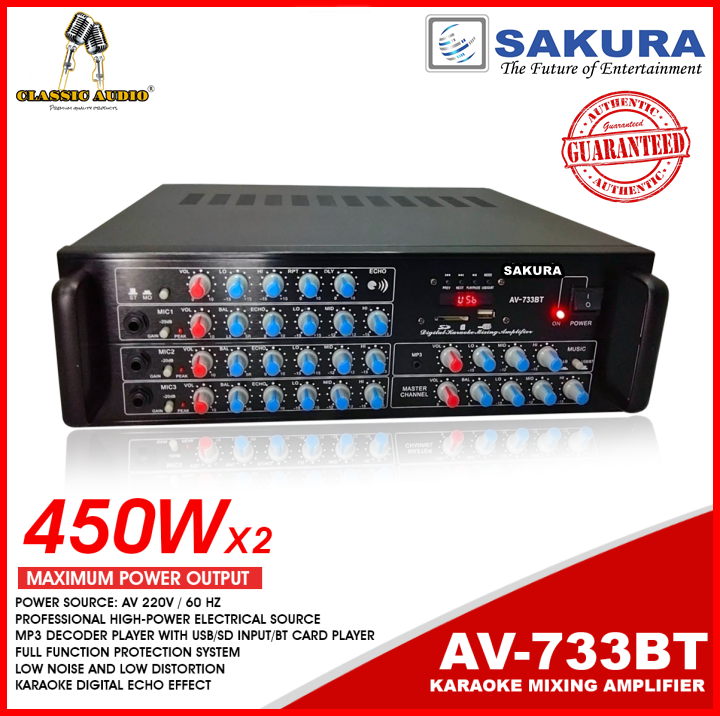 Sakura AV-733BT 450W X 2 Bluetooth Mixing Amplifier | Lazada PH