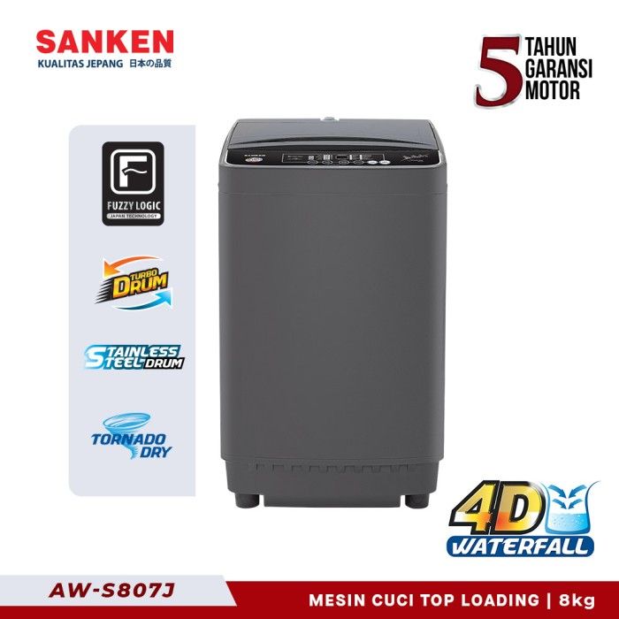 Sanken AW-S807 Mesin Cuci 1 Tabung 8Kg Top Loading | Lazada Indonesia