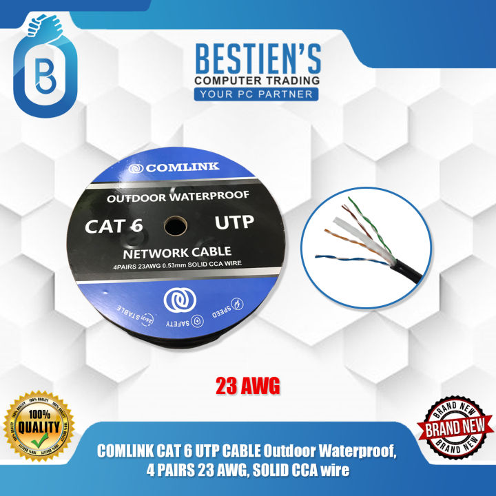 COMLINK CAT 6 UTP CABLE Outdoor Waterproof, 4 PAIRS 23 AWG, SOLID CCA ...