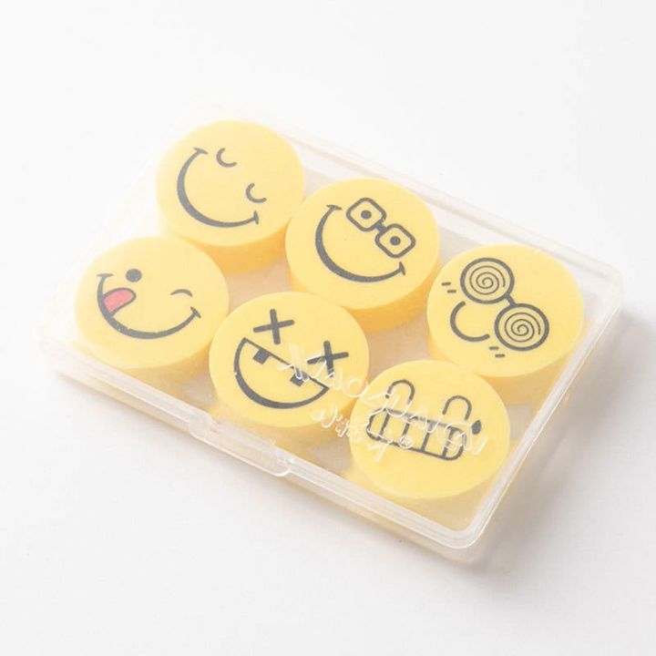6 In 1 Eraser Smiley Eraser School Supplies ( 6pcs mini eraser/pack ...
