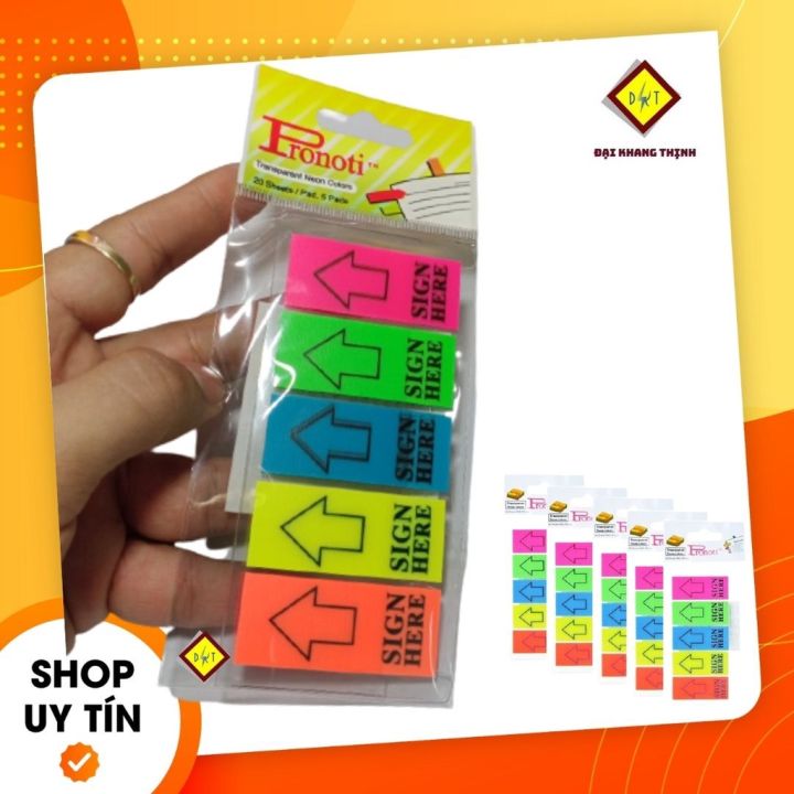 Giấy note mũi tên 5 màu nhựa trình ký Sign Here Pronoti giấy ghi chú ...