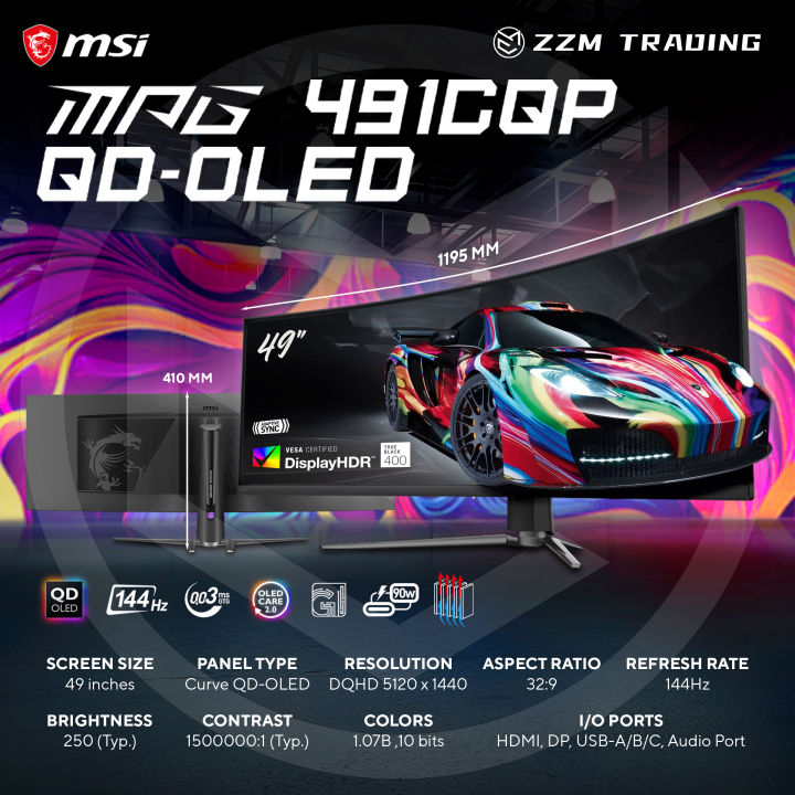 MSI MPG 491CQP/321URX/341CQPX QD-OLED Gaming Monitor 49"/32" 144Hz ...