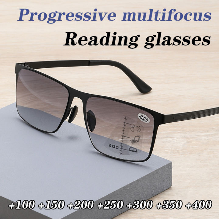 +100 to +400 Men's Reading Glasses Progressive Multi-focus Reading ...