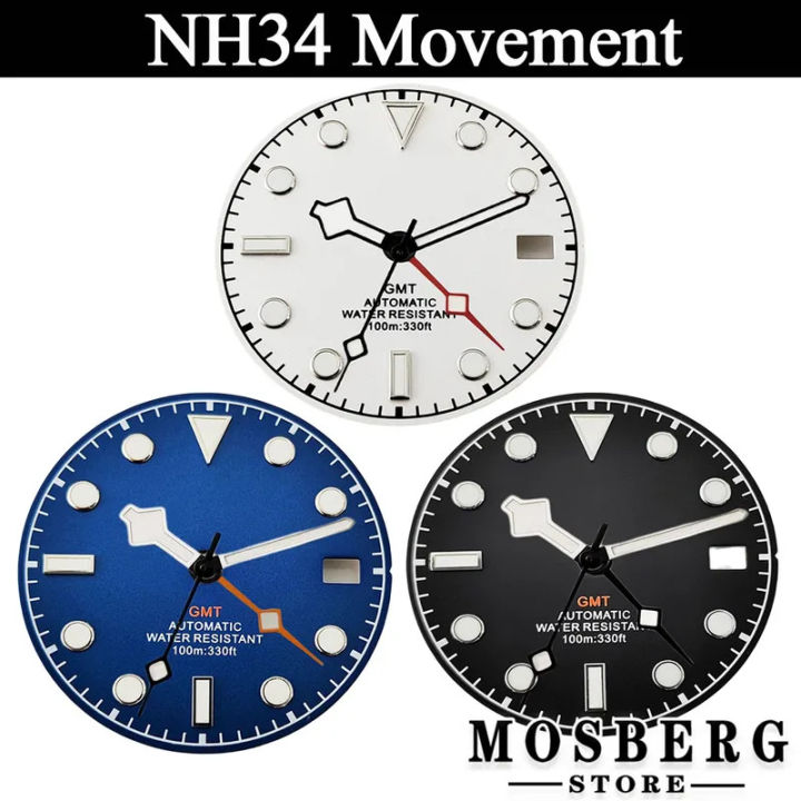 NH34 Sterile 29mm Luminous Watch Dial Watch Hands With Date Window For ...