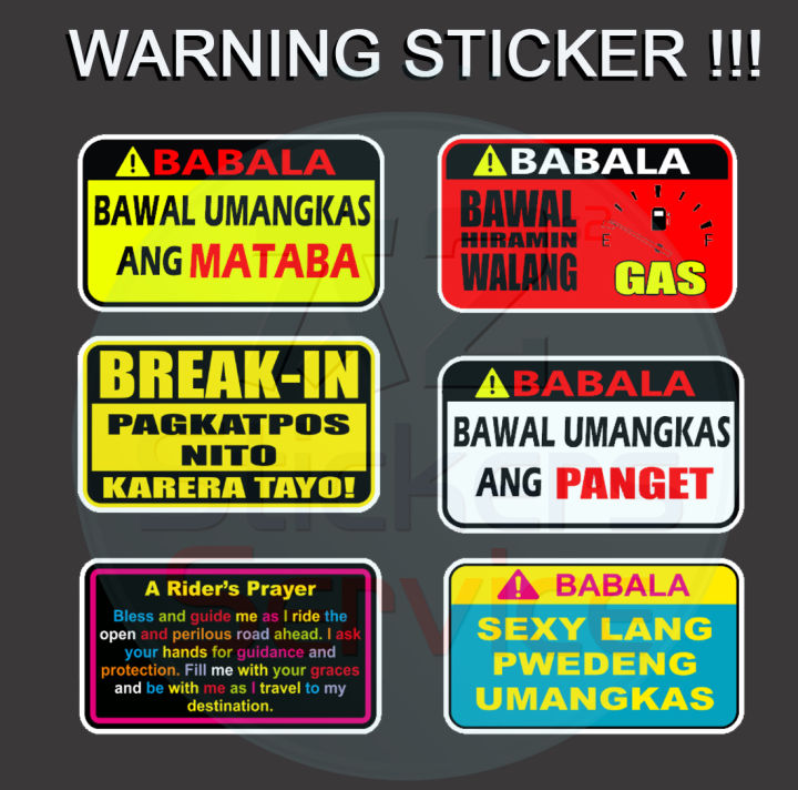 Motorcycle WARNING Sign Sticker - Set 2 (6 pcs) | Lazada PH