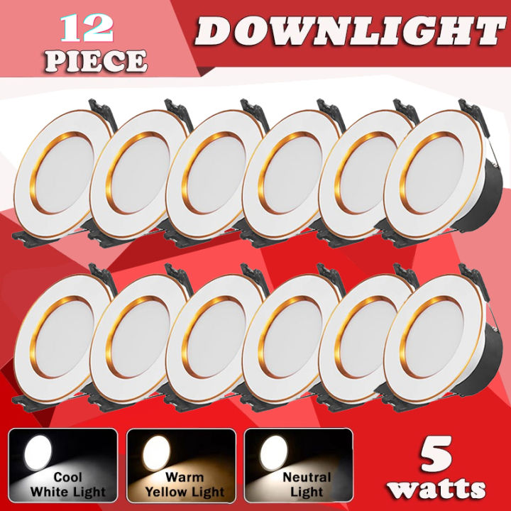 [Delivery in 3 Days] 12 PCS 5W Pin Lights LED for Ceiling Downlight Tri ...
