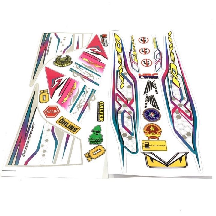 Tem wave, tem rời Wave Alpha 100-50cc-Trắng Xanh hồng Mẫu Hót 2022 ...