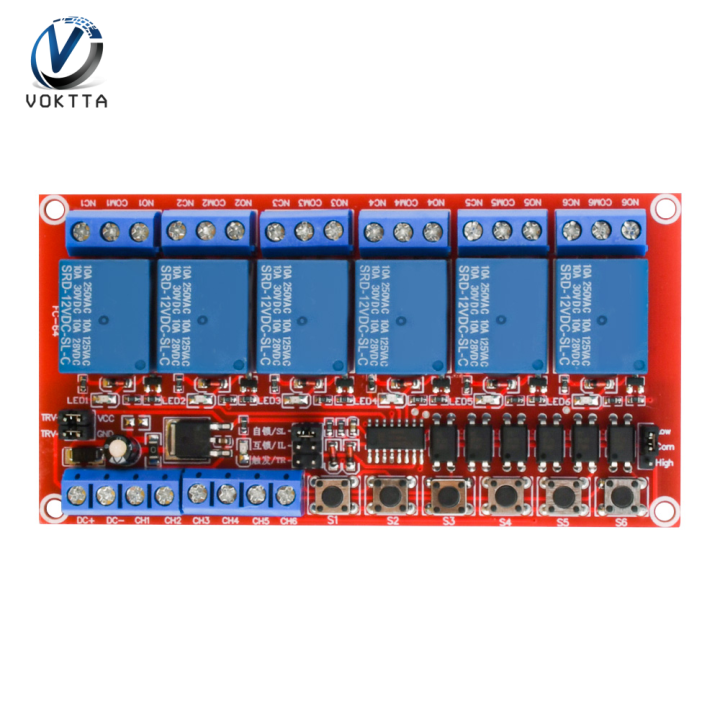 VOKTTA DC5V 12V 24V 6-way Relay Module with Optical Coupling Isolation ...